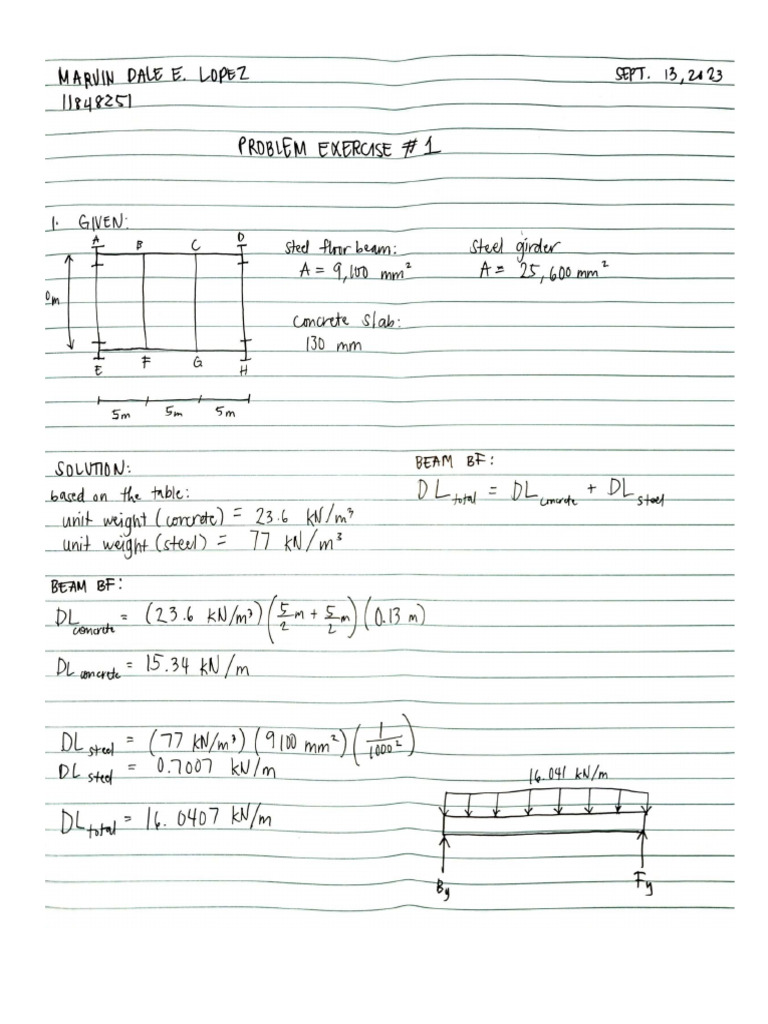 Dead Loads and Live Load Problem Set | PDF