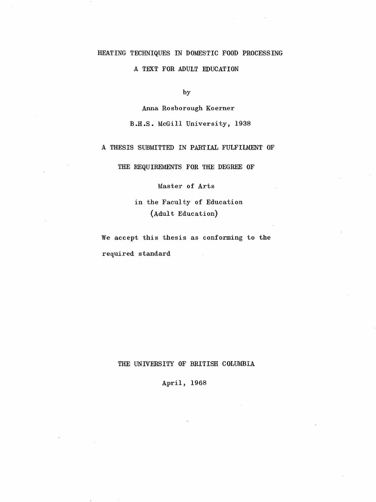 Ubc - 1968 - A8 K64 | PDF | Cooking | Thesis