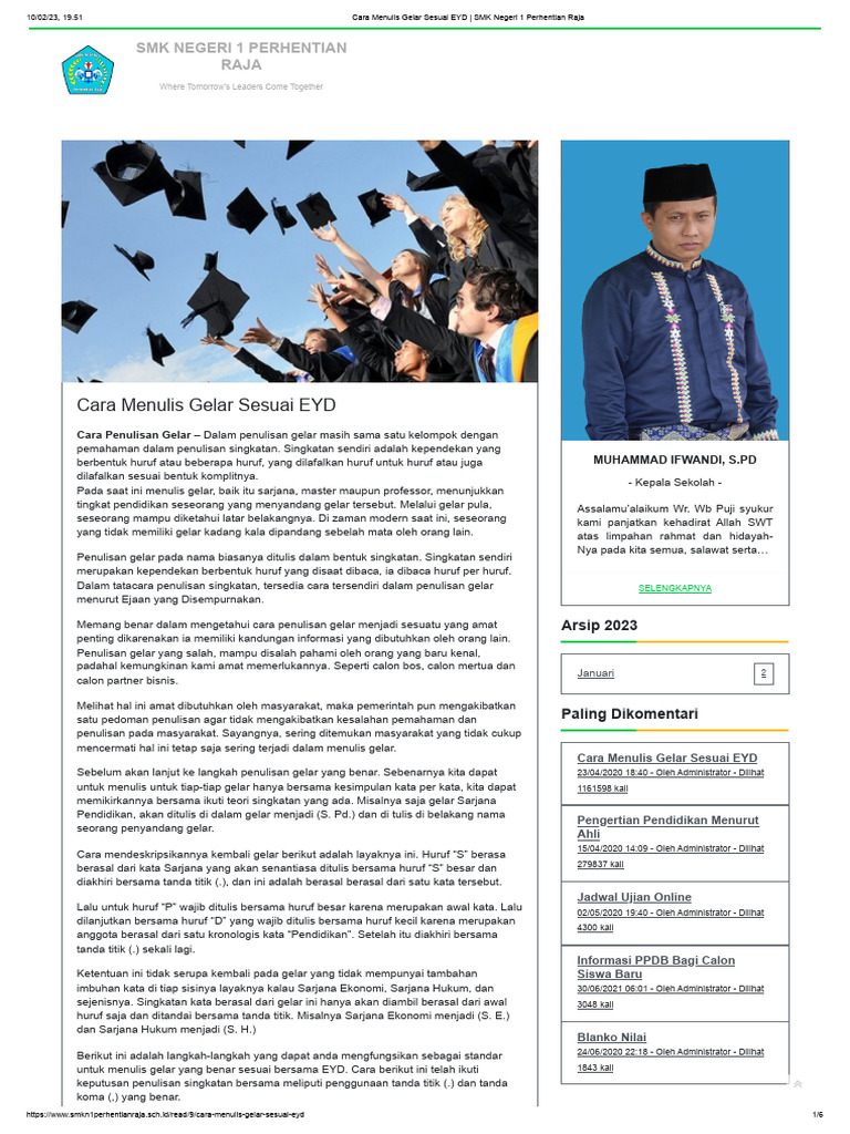 Panduan Penulisan Gelar Sesuai EYD | PDF