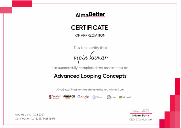 Vipin Kumar: Certificate | PDF