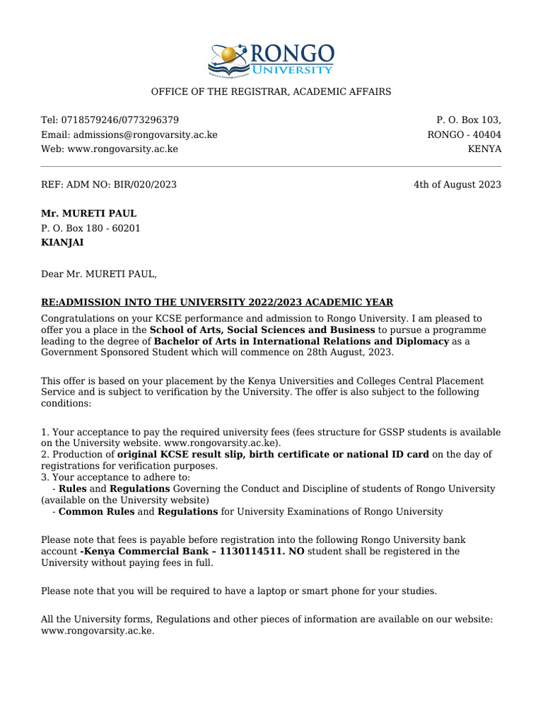 Calling Letter | PDF