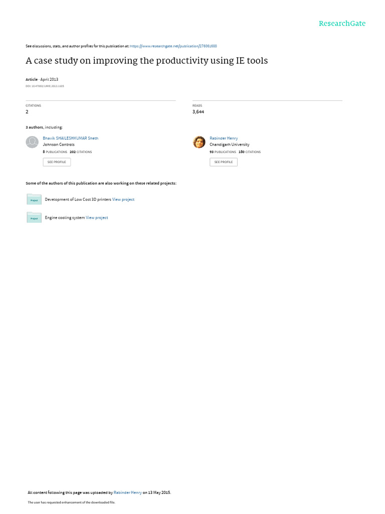 A Case Study On Improving The Productivity Using Ie Tools | PDF | Lean ...