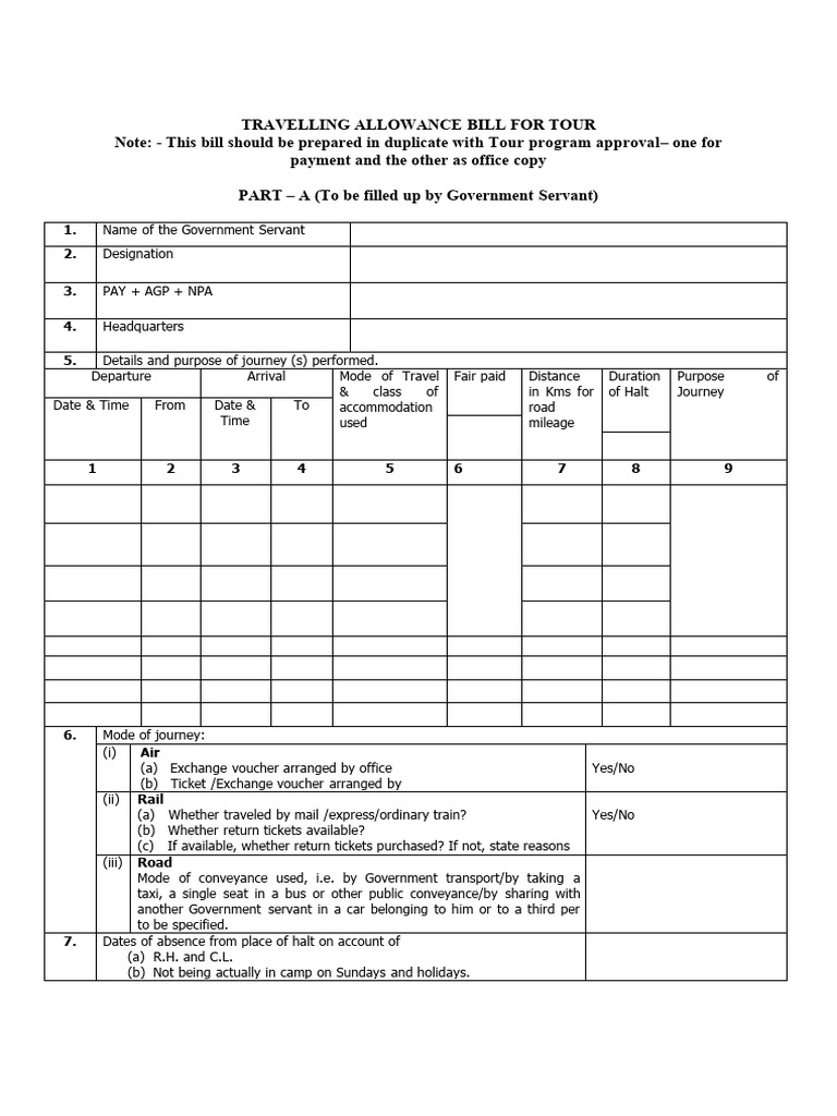 Ta Bill Formate | PDF | Economies | Transport