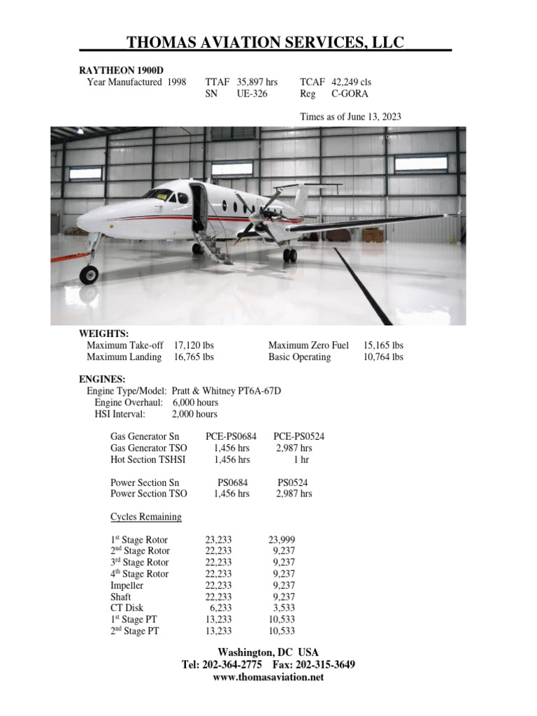Beechcraft Raytheon 1900D 1998 | PDF | Aircraft | Aviation