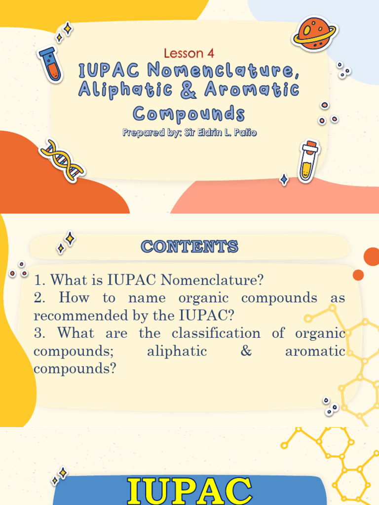 IUPAC Nomenclature: Aliphatic & Aromatic | PDF | Physical Sciences ...