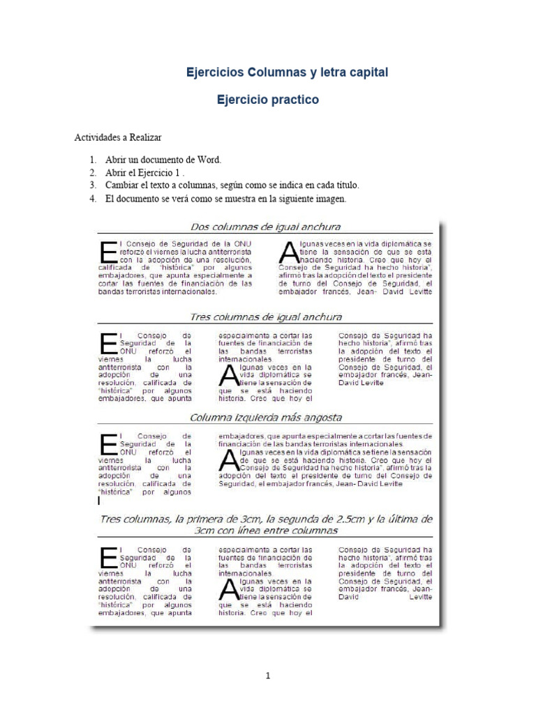 Leccion 5-Ejercicio Columnas y Letra Capital | PDF | Misiones espaciales | Ciencias fisicas