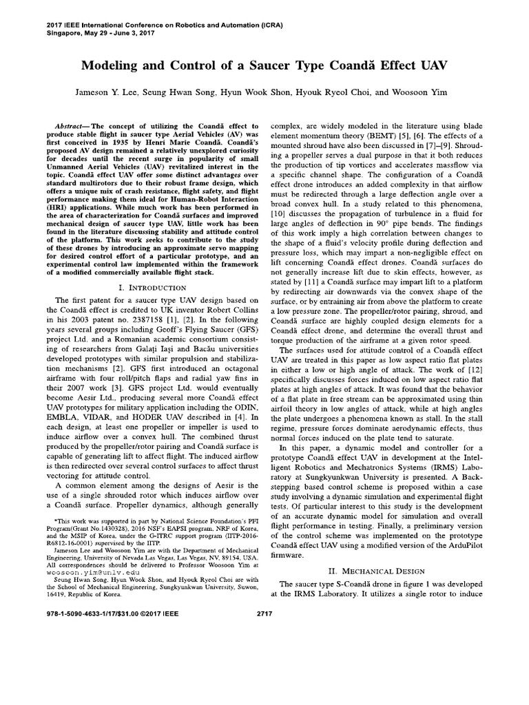 Modeling and Control of A Saucer Type Coanda Effect Uav | PDF
