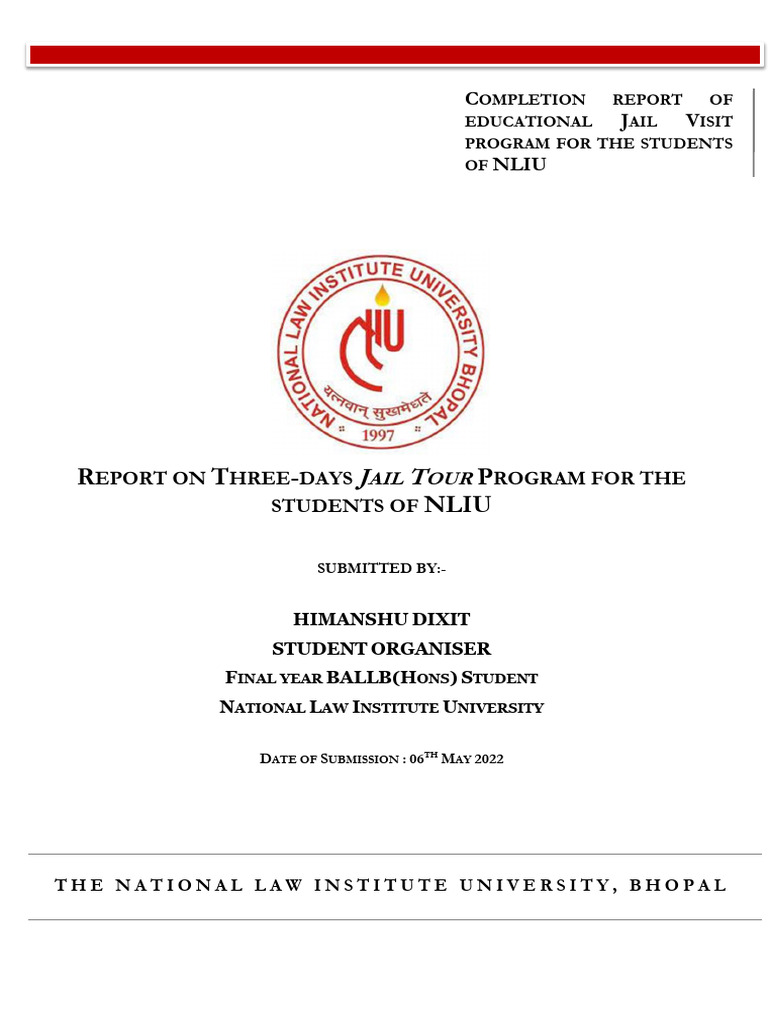 Jail Tour Report by Himanshu Dixit | PDF | Prison | Hospital