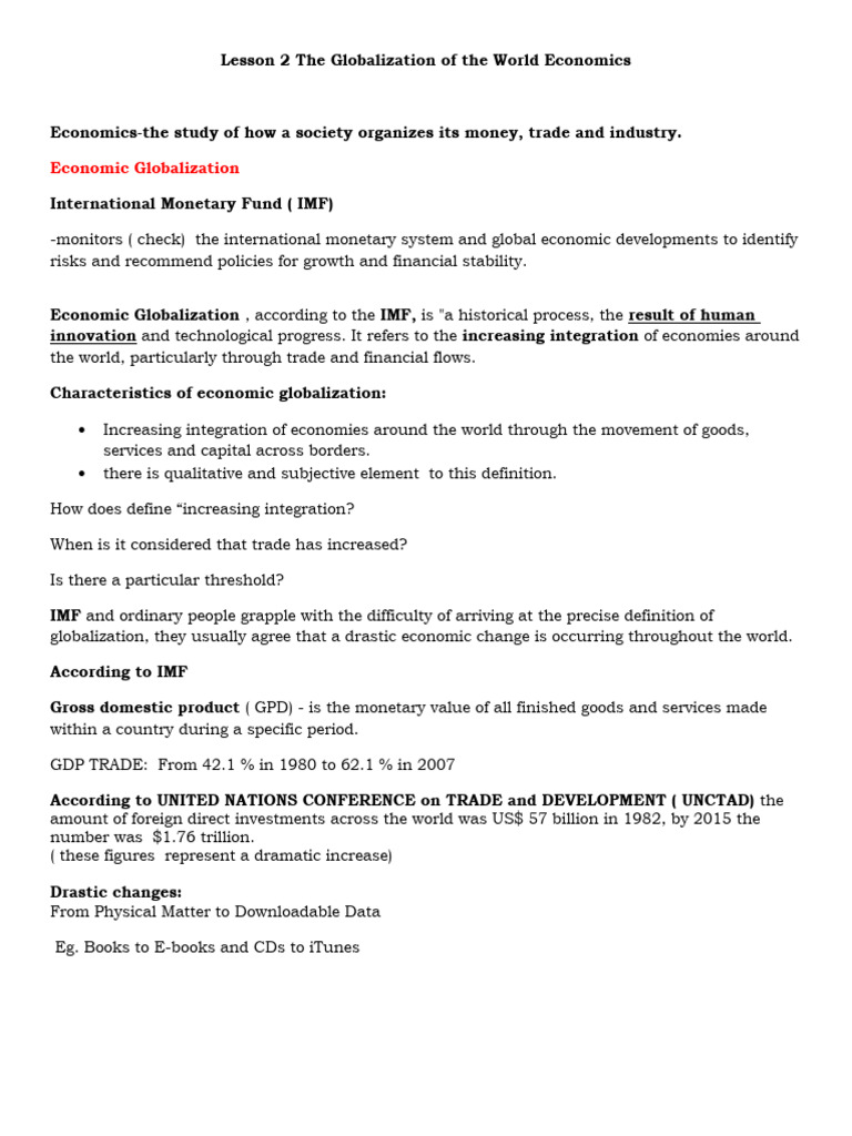 Lesson 2 The Globalization of The World Economics | PDF | Great ...