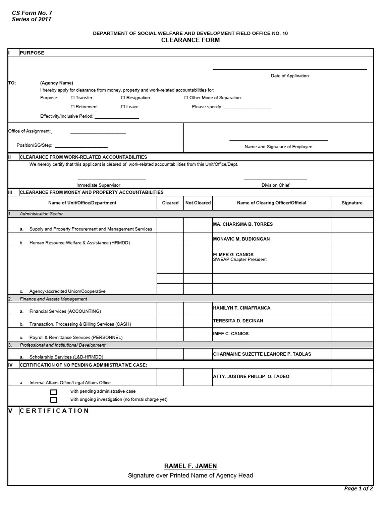2020 Cs F Regional Clearance Form Updated July 2023 1 | PDF | Business ...