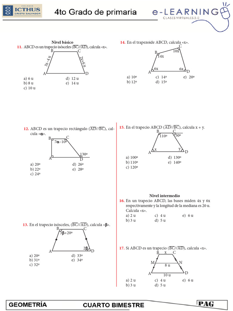 Ficha de Trabajo de Matemáticas (3) 3RO Y 4TO GRADO PRIMARIA | PDF | Euclides | Geometría Convexa