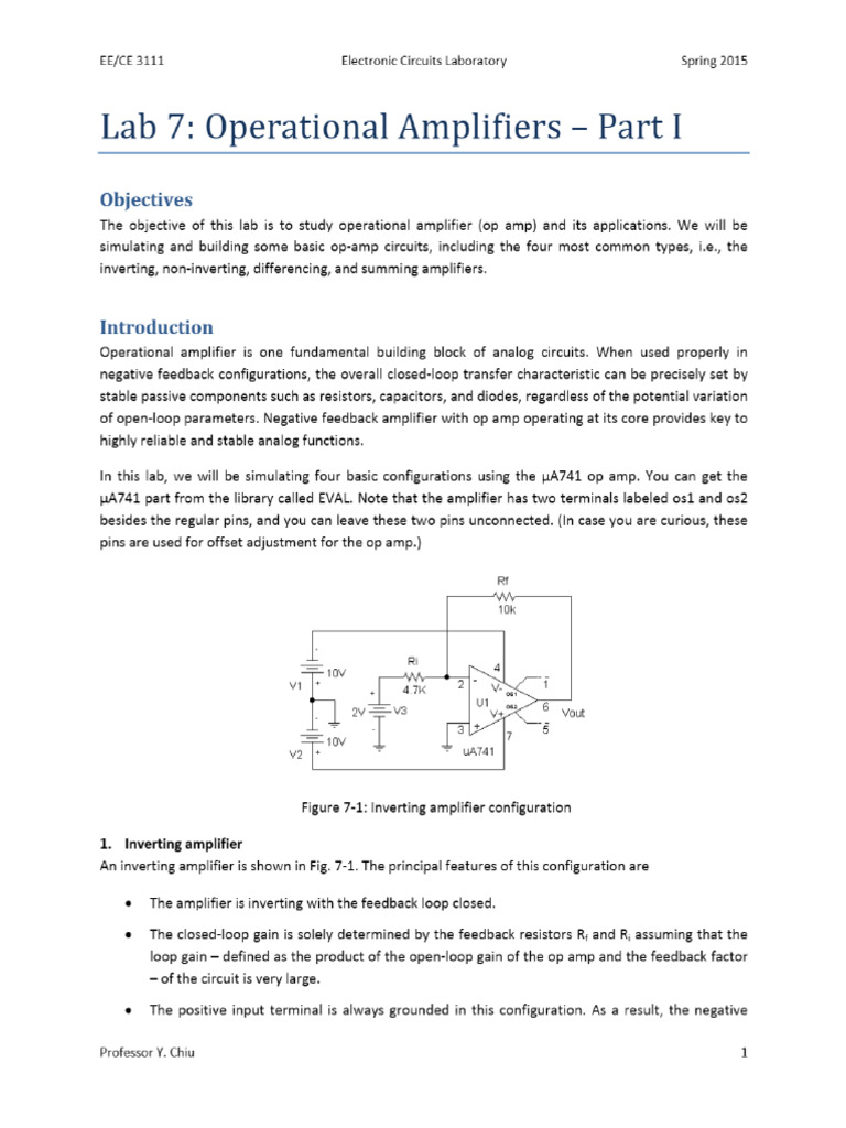 Lab 7 - Operational Amplifiers Part I - PDF | PDF