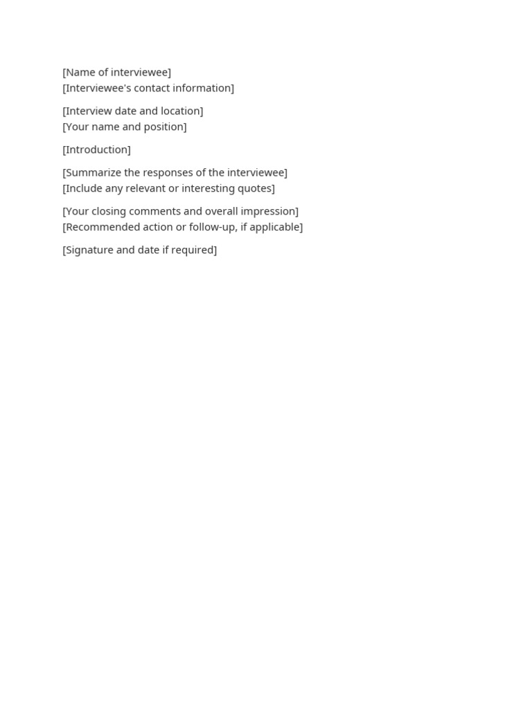 Narrative Style Interview Template | PDF