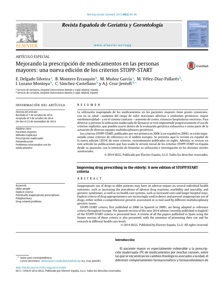 Criterios STOPP-START 2014 | PDF | Droga anti-inflamatoria libre de ...
