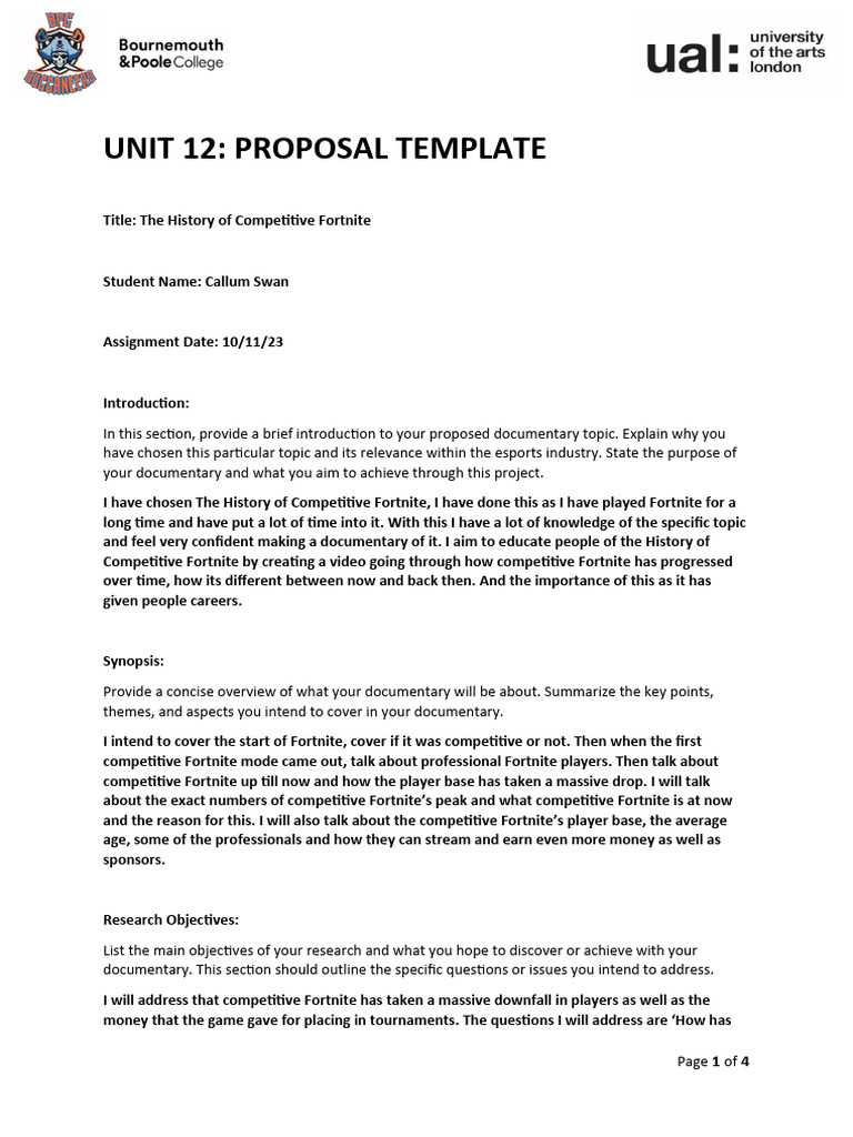 unit 12 yr2 proposal template | PDF | You Tube | Methodology