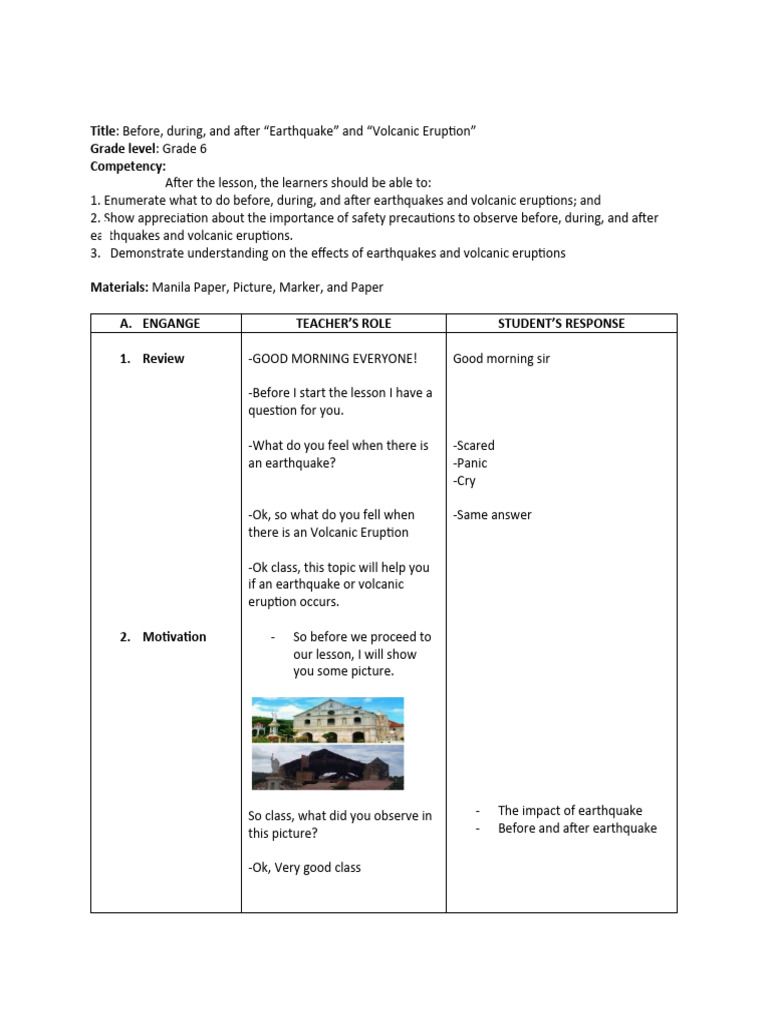 Detailed Lesson Plan in Science 6 | PDF | Volcano | Earthquakes