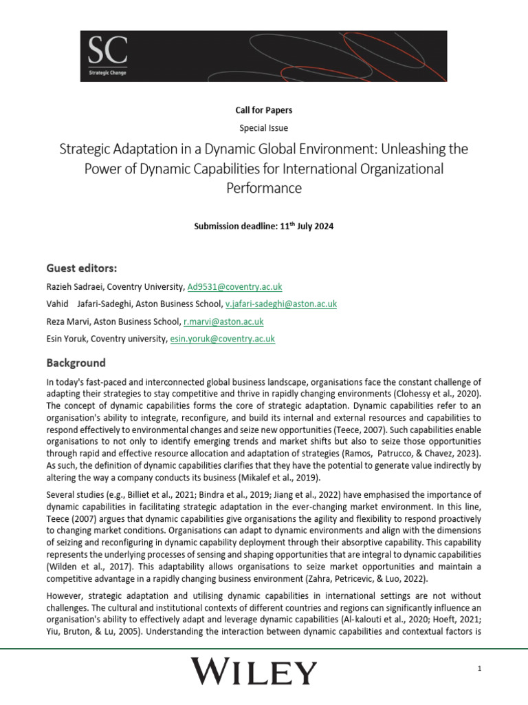 Strategic Adaptation in A Dynamic Global Environment: Unleashing The Power of Dynamic ...