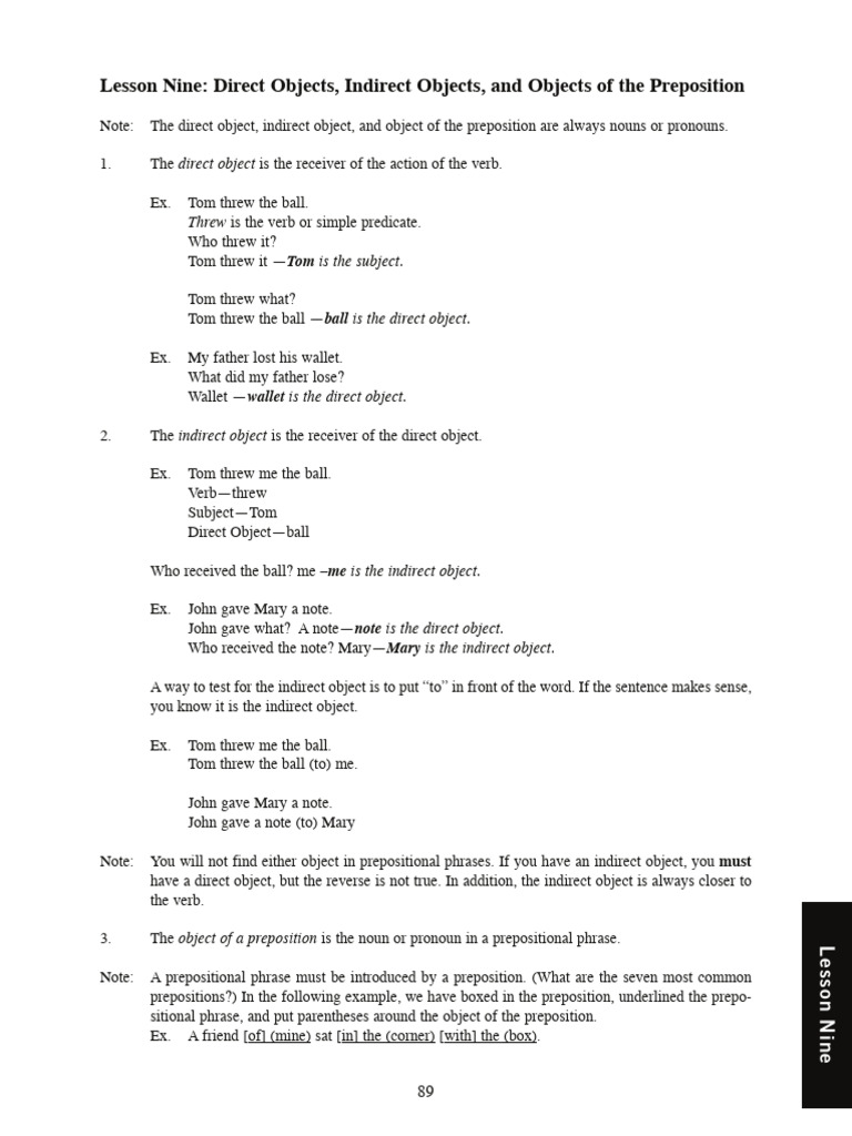 Direct and Indirect Objects - 1pdf | PDF | Object (Grammar) | Verb