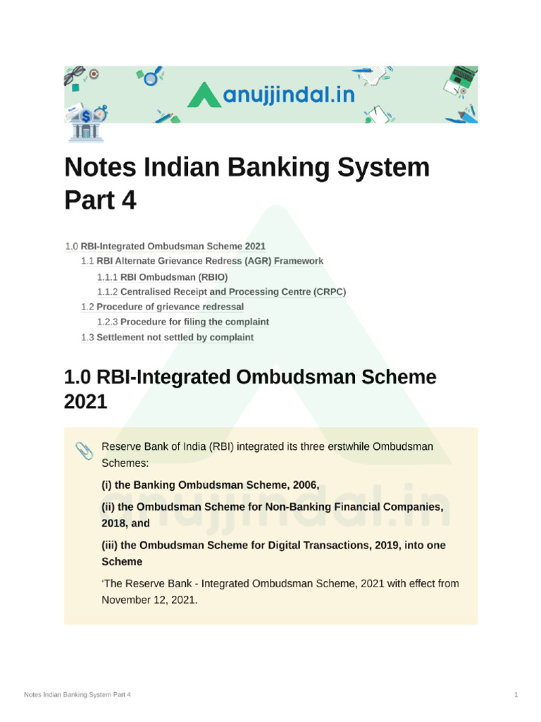 Notes Indian Banking System | PDF