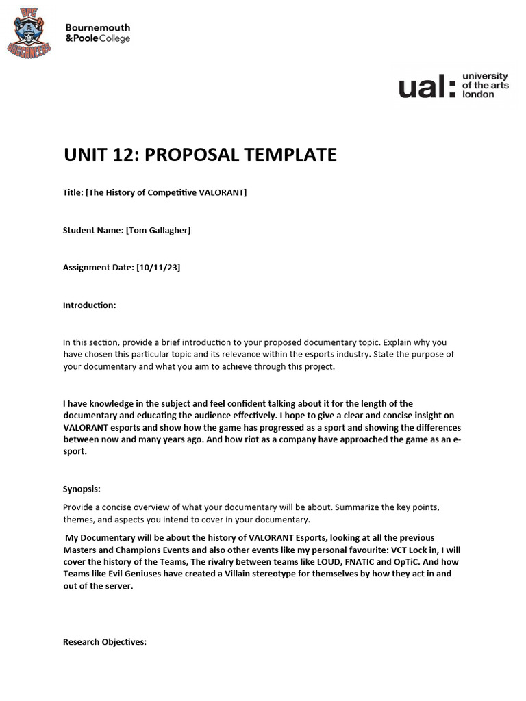 unit 12 yr2 proposal template | PDF | Documentary Film | You Tube