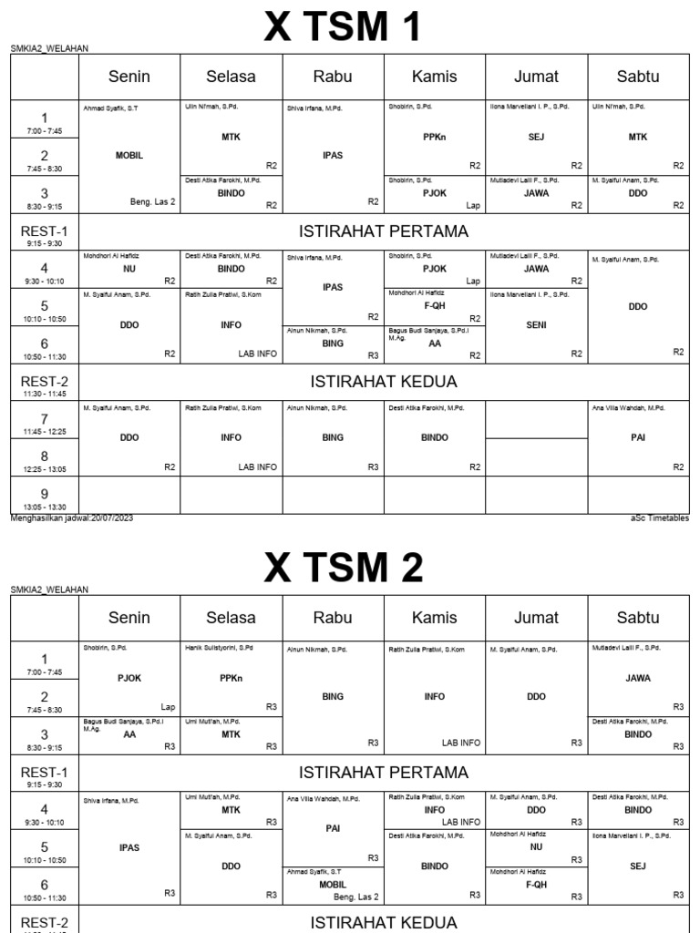 Jadwal KBM 20 Juli 2023 | PDF