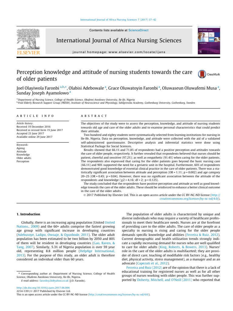 Nursing Students' Attitudes Toward Elder Care | PDF | Nursing | Gerontological Nursing