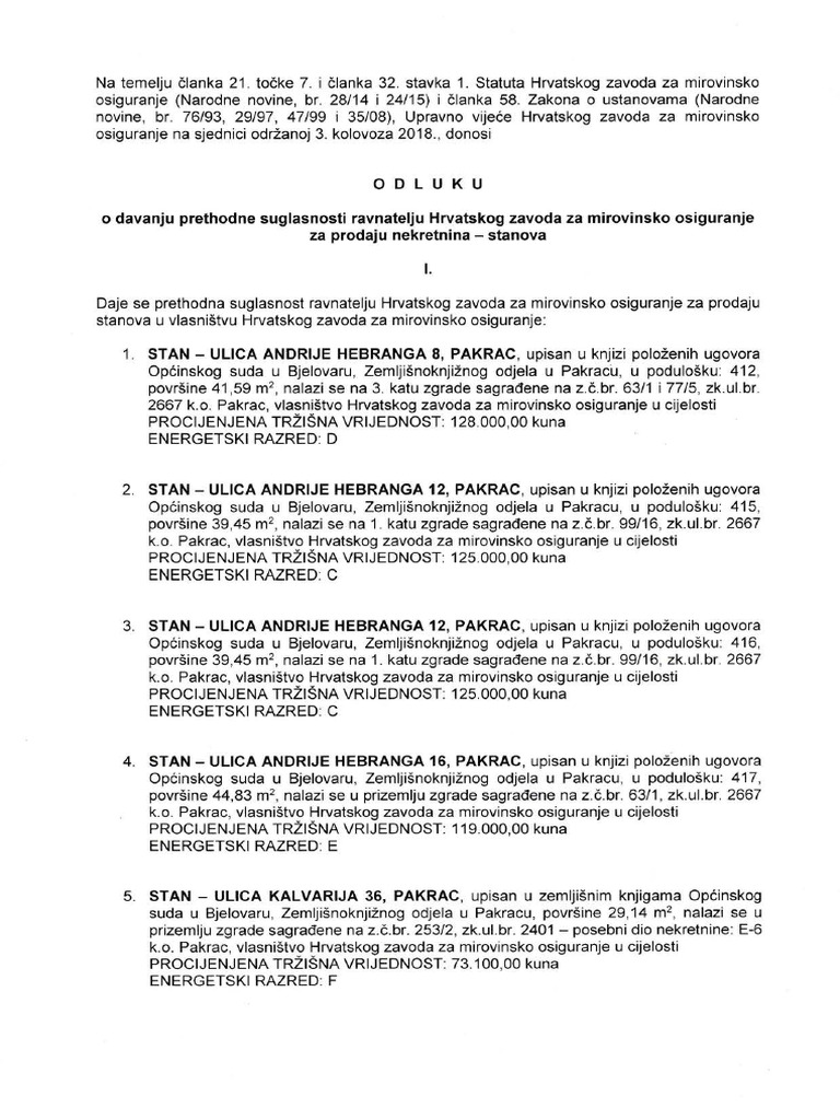 3 Odluka Prodaja Nekretnina-Stanovi | PDF