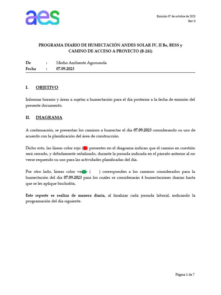 Humectación Caminos Andes Solar IV | PDF