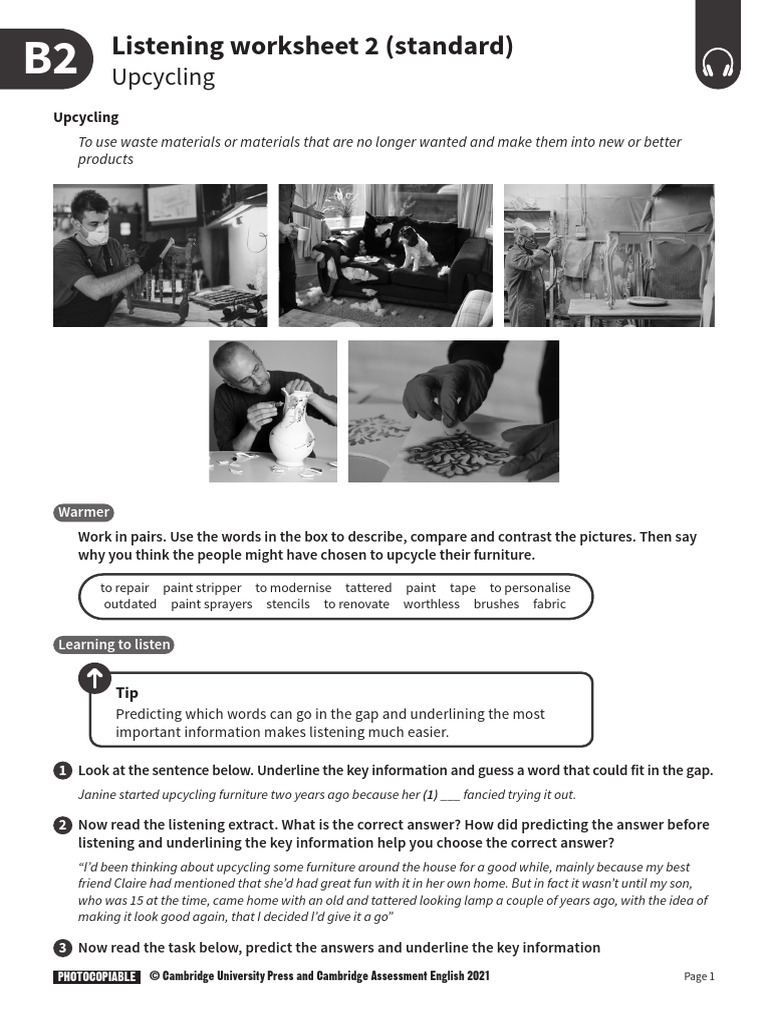 B2 First Listening Worksheet 2 | PDF | Vocabulary