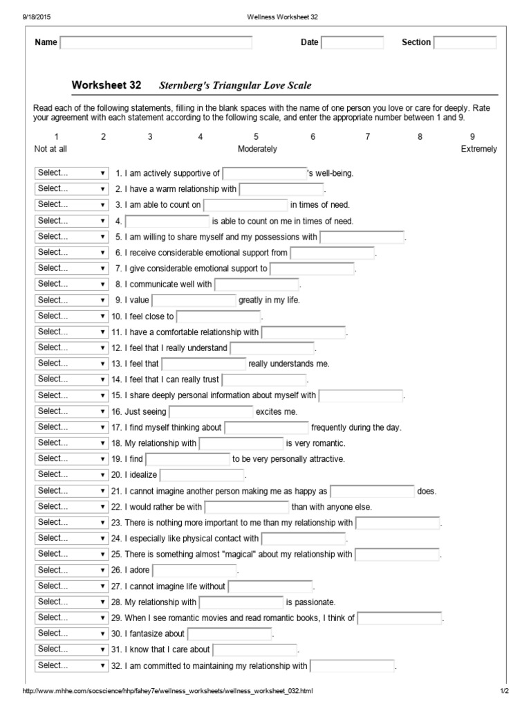 Sternberg Love Scale | Download Free PDF | Behavioural Sciences ...
