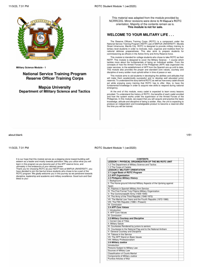 Rotc 1 | PDF | Reserve Officers' Training Corps | Government