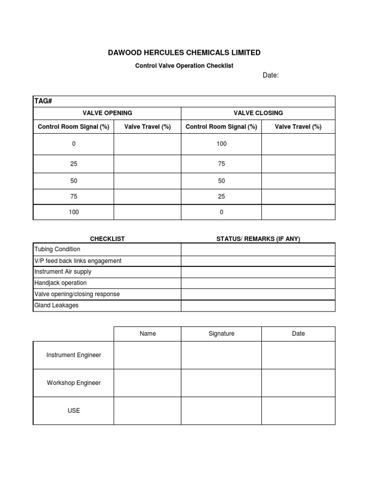 Control Valve Operation Checking | PDF