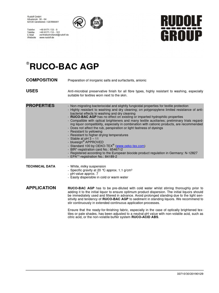 Ruco-BAC AGP | PDF | Textiles | Dyeing
