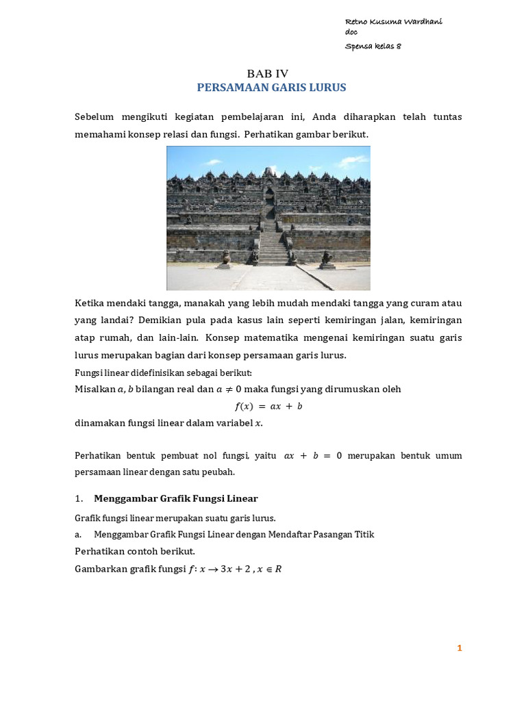 4.1 Persamaan Garis Lurus MODUL RETNO KUSUMA WARDHANI | PDF