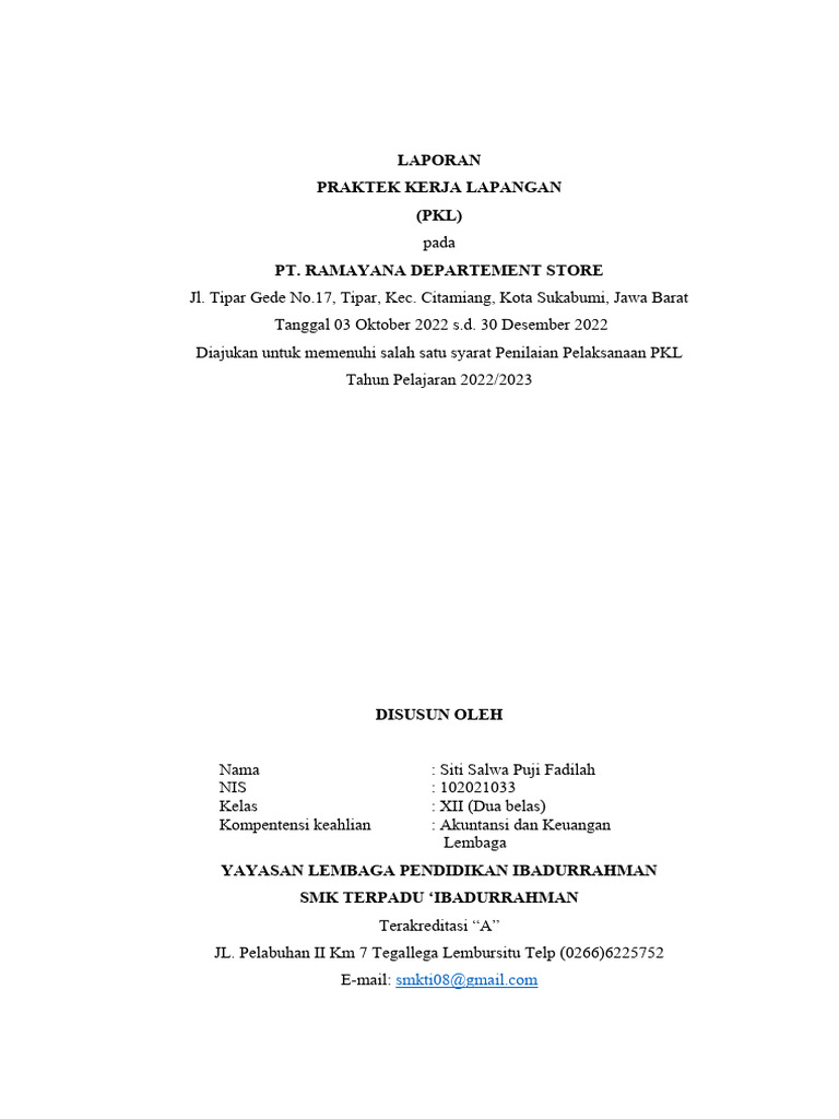 Laporan Revisi Salwa | PDF | Karier & Perkembangan | Bisnis