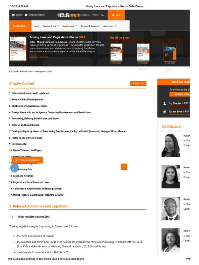 Mining Laws and Regulations Report 2024 Ghana | Download Free PDF ...