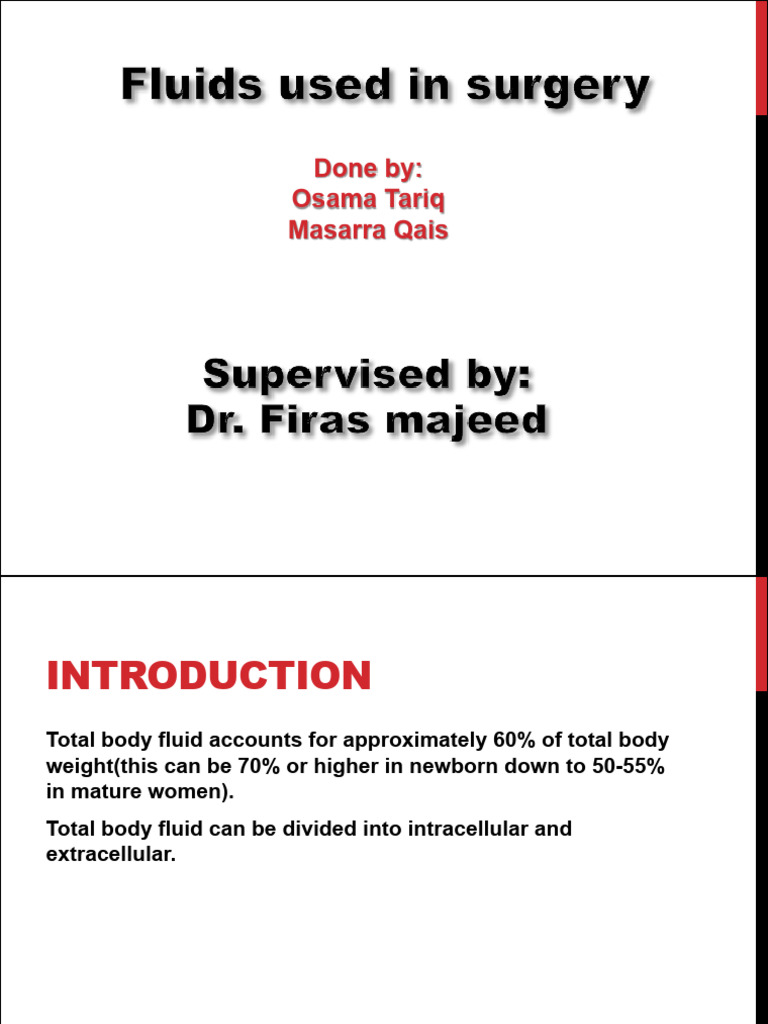 Fluids in Surgery 1 1 | PDF | Intravenous Therapy | Saline (Medicine)