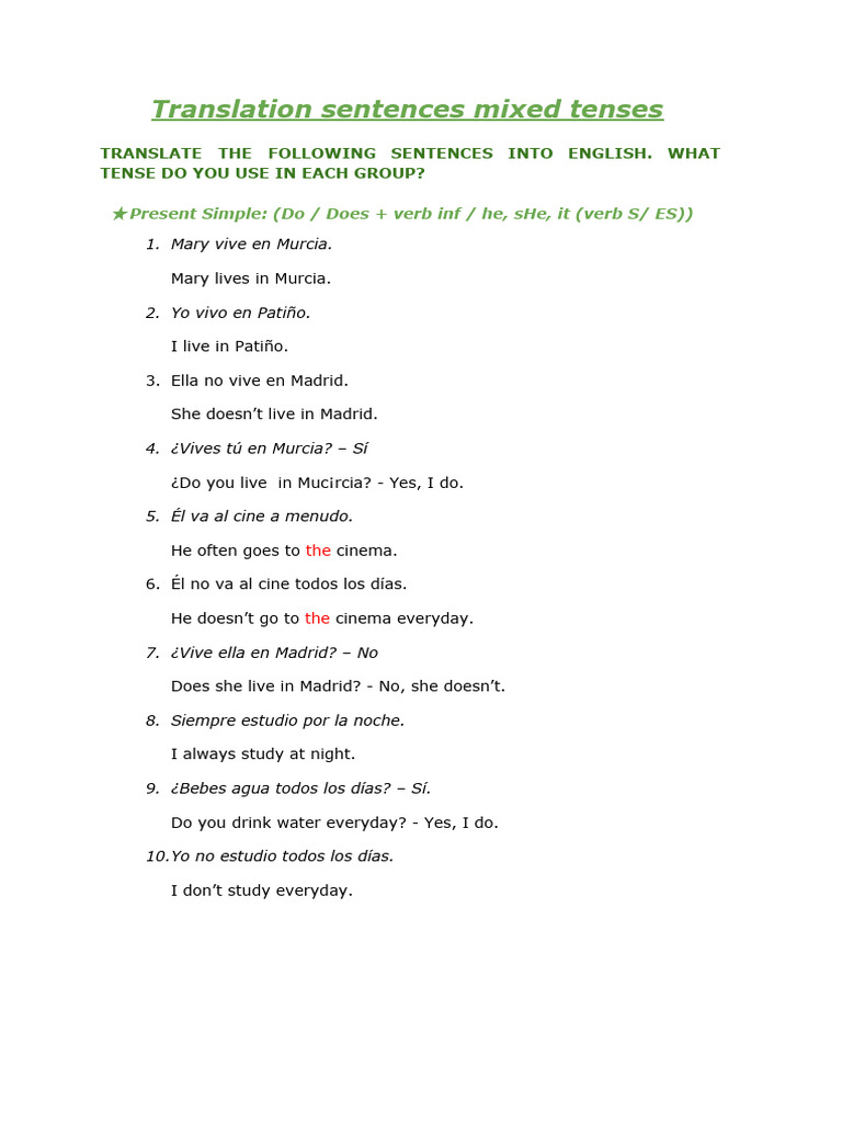 Translation Sentences 1 | PDF