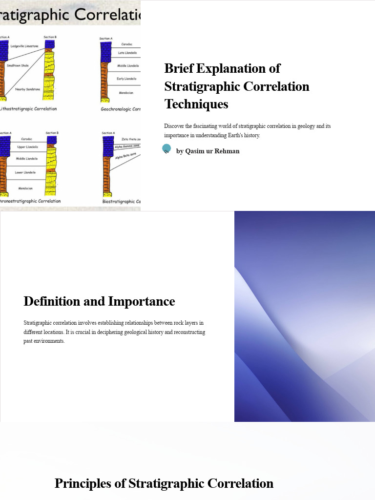 Brief Explanation of Stratigraphic Correlation Techniques | PDF | Stratigraphy | Geology