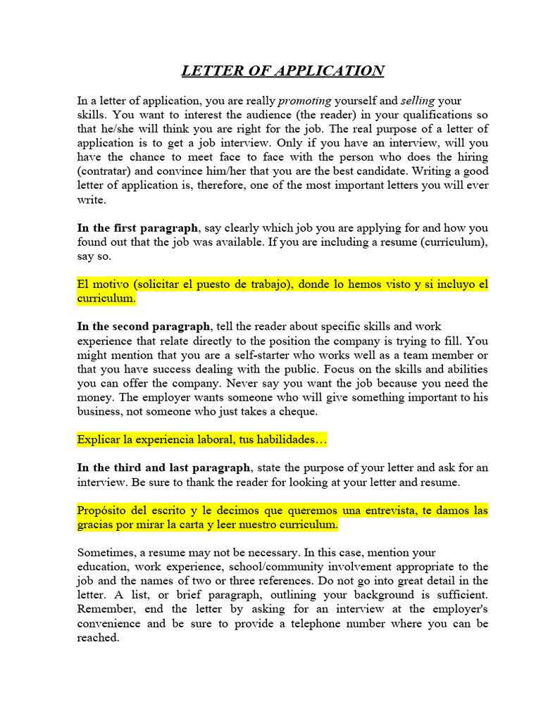 A Letter of Application | PDF