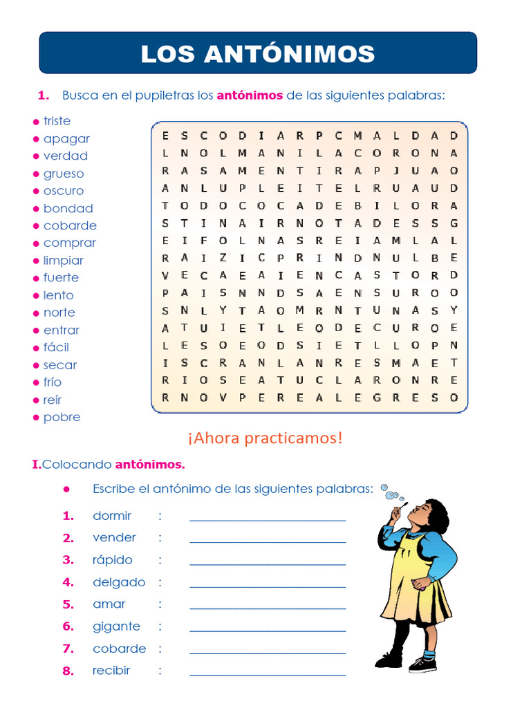Los Antónimos para Tercer Grado de Primaria | PDF