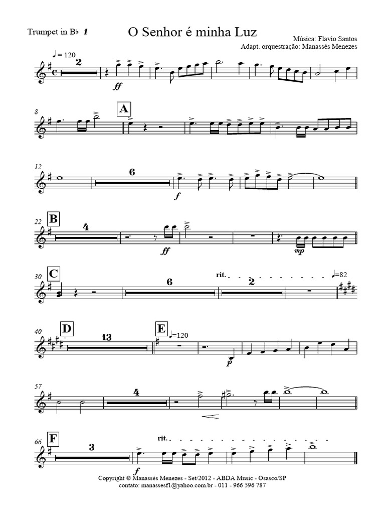 O Senhor É Minha Luz - Trumpet in BB 1 | PDF O Senhor É Minha Luz - Trumpet in BB 1 | PDF