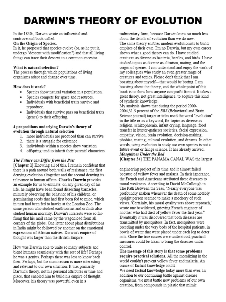 Darwin's Theory of Evolution | PDF | Evolution | On The Origin Of Species