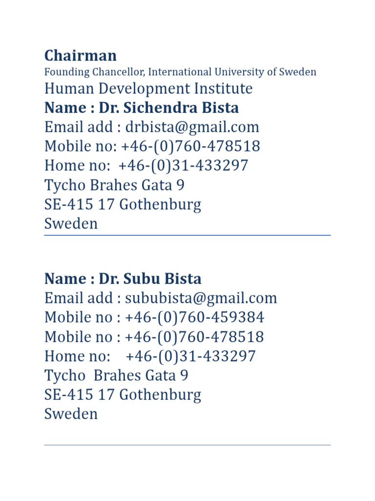 Contact Information for Dr. Bista | PDF