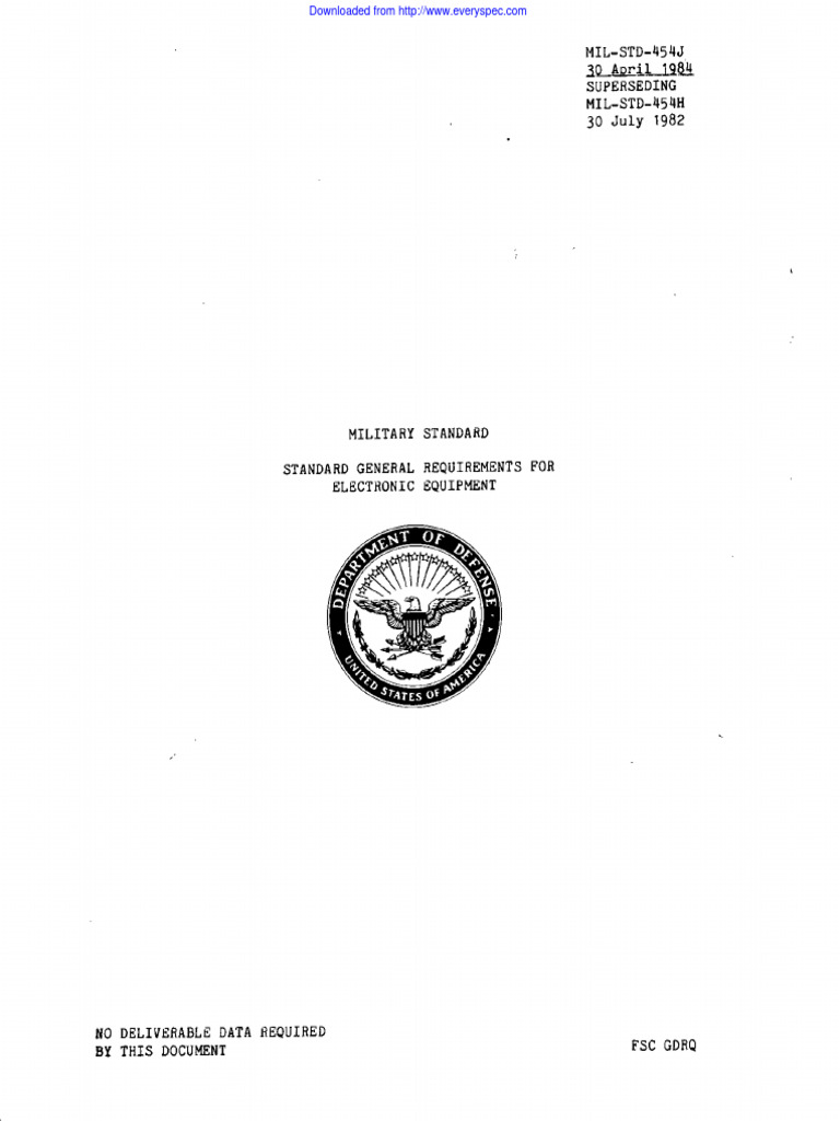 MIL-STD-454J Electronic Equipment Standards | PDF | Electrical ...