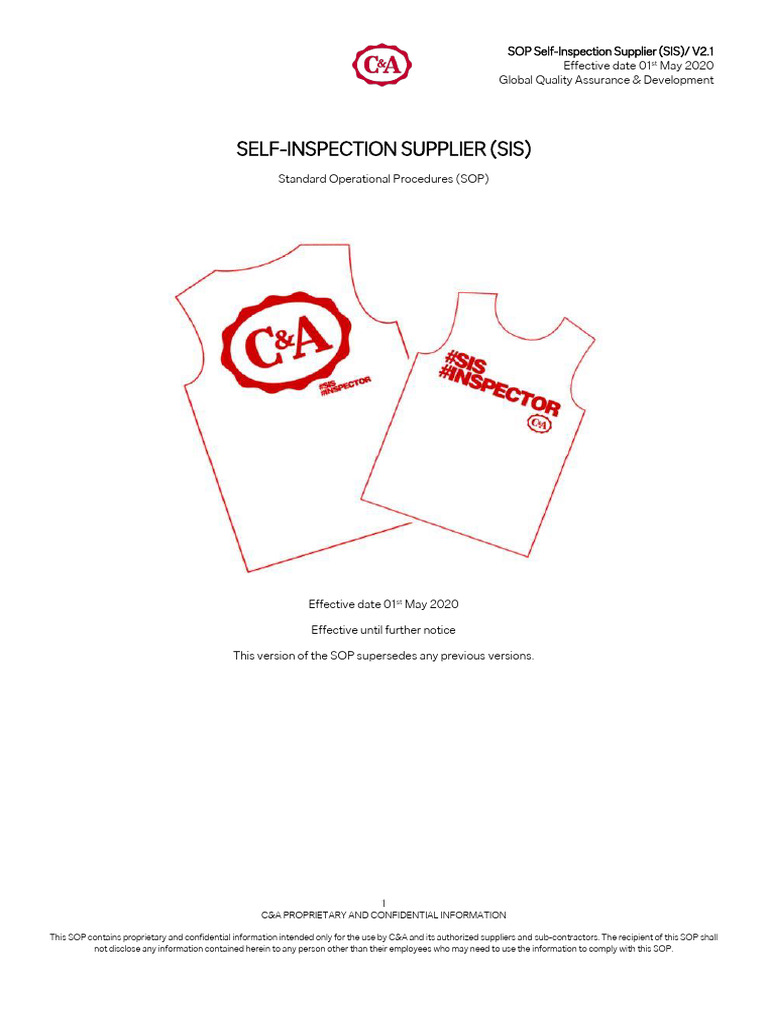 20200501+SOP+Self-Inspection+Supplier+ (SIS) V2 1 | PDF | Quality ...