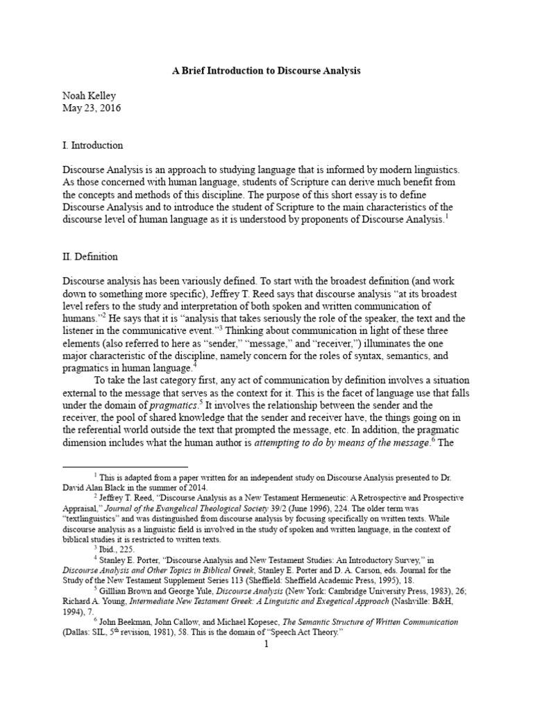 A Brief Introduction To Discourse Analysis Pdf Discourse Syntax 2073