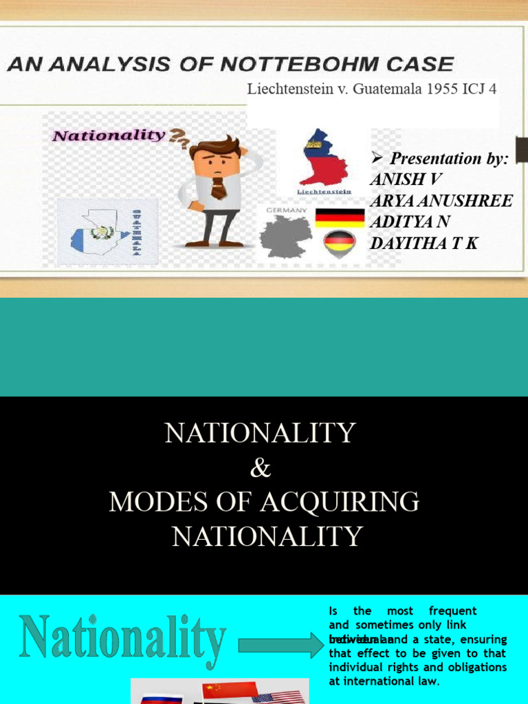 PIL 2 (Nottebohm Case Presentation) Group 1 | PDF | Nationality ...
