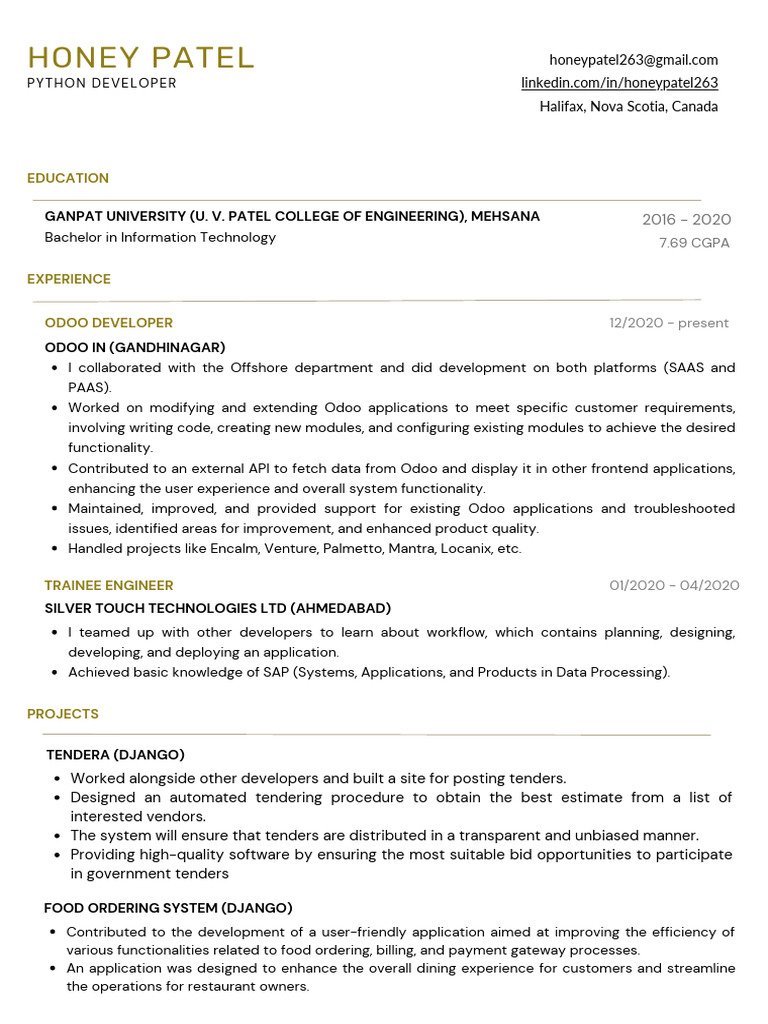 Honey Patel Resume | PDF | Application Software | Software As A Service