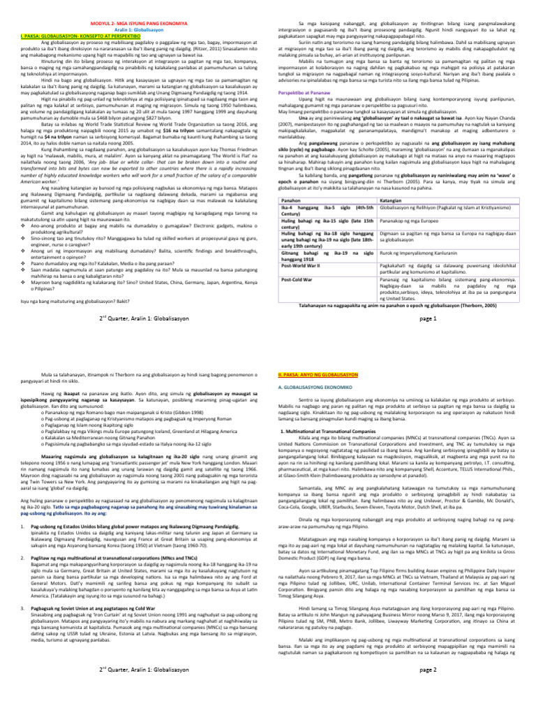 AP10 2nd QTR Aralin 1 Handout | PDF AP10 2nd QTR Aralin 1 Handout | PDF